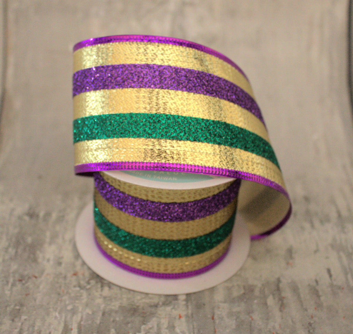 2.5" Mardi Gras Glitter Stripes Ribbon – Ellis Home & Garden