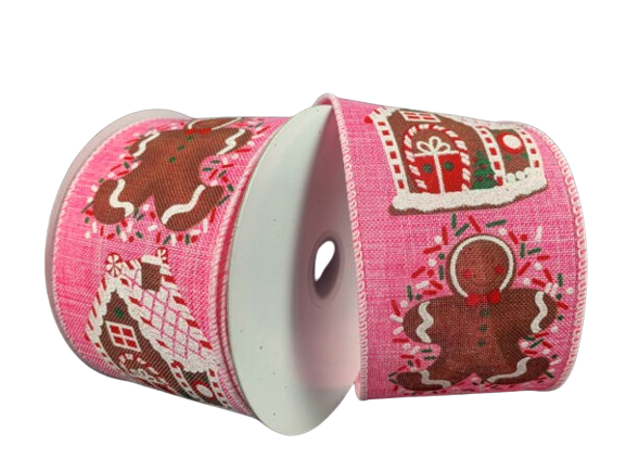2.5" Pink Gingerbread House Ribbon – Ellis Home & Garden